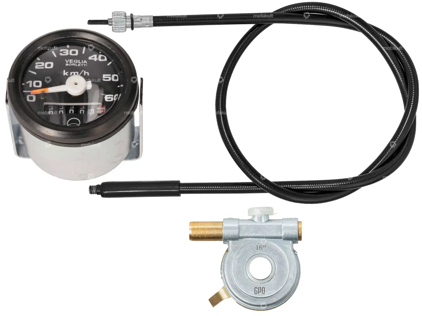 GPO Tacho-Set «Veglia-Nachbau» 16" / 17" schwarzes Ziffernblatt ...