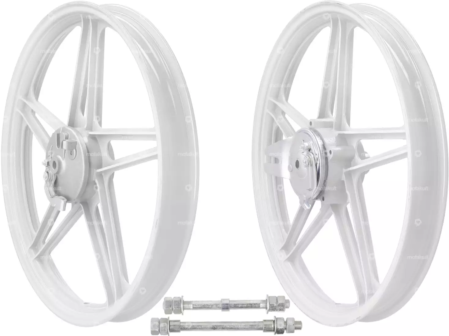 Wheel set 17" cast white (5 spokes) | Peugeot 103 | mofakult