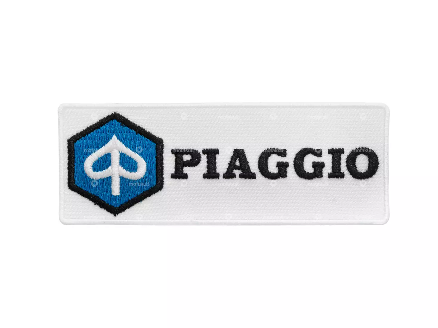 mk-Merch Aufnäher «Piaggio» 95 x 35 mm weiss | mofakult
