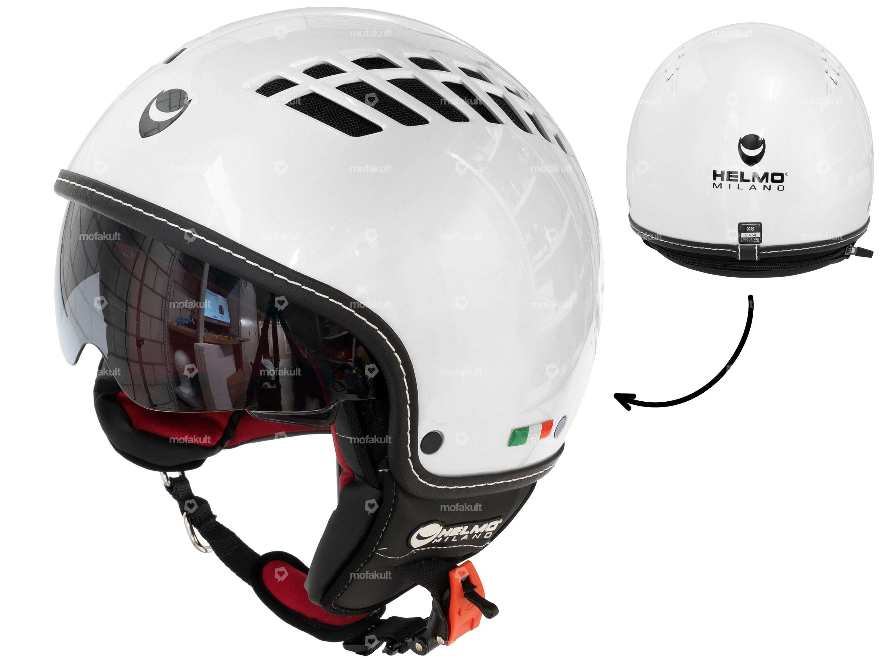 Helmo Milano jet helmet Air with visor white (S) | mofakult